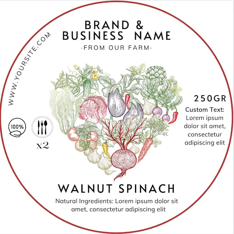 Custom Editable Salad Label Canva Template for Fresh Food Packaging ...