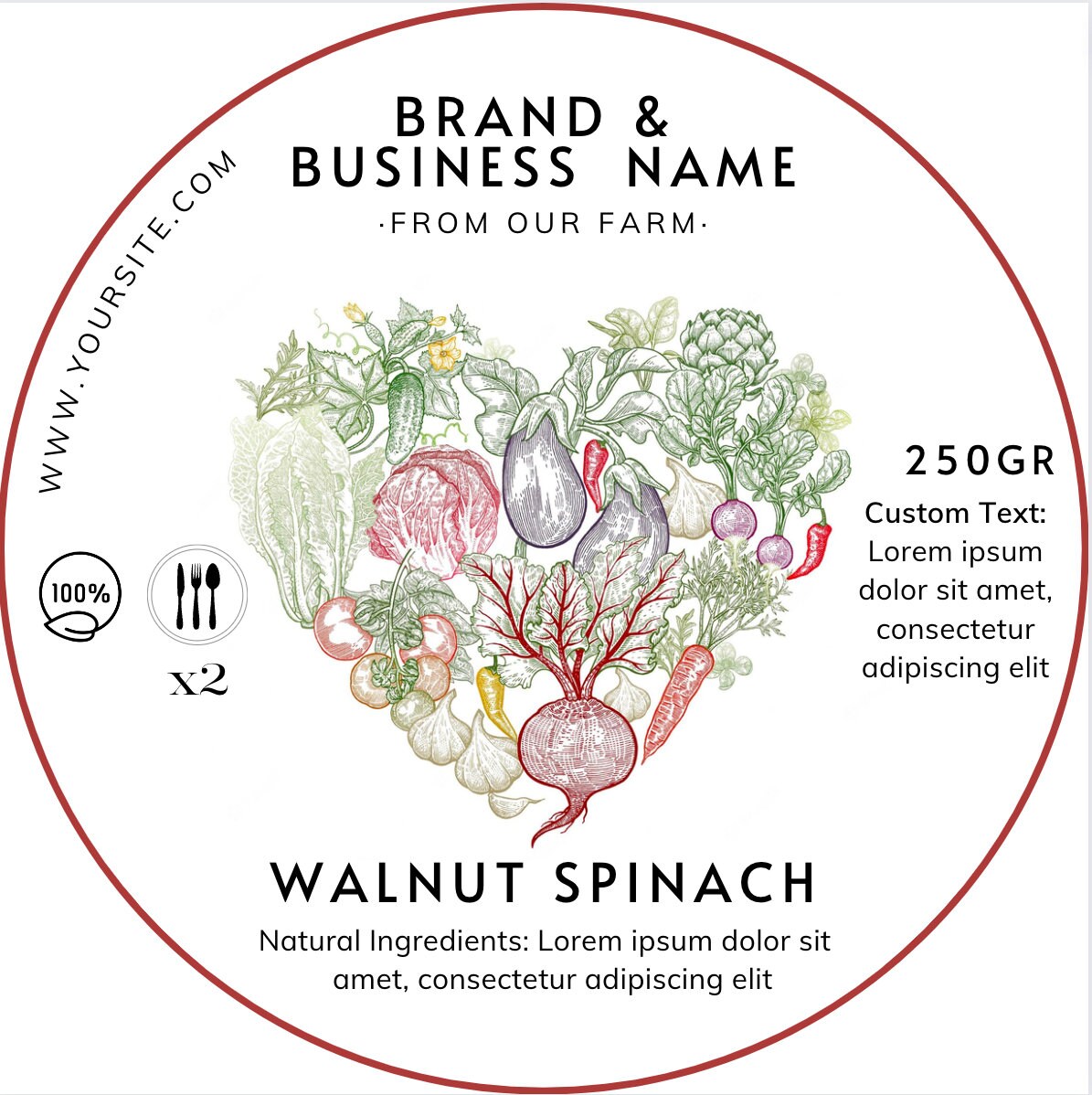 Custom Editable Salad Label Canva Template for Fresh Food Packaging ...