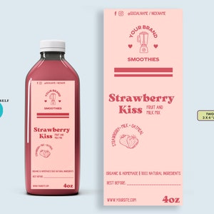 Custom Smoothies and Juice Packaging Labels Template for Canva.juicery ...