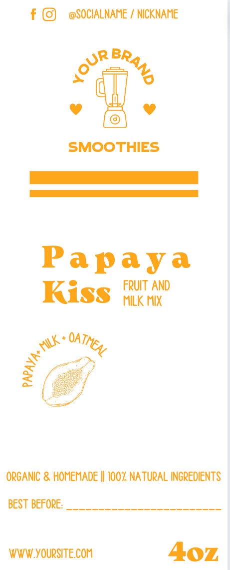 Custom Smoothies and Juice Packaging Labels Template for Canva.juicery ...