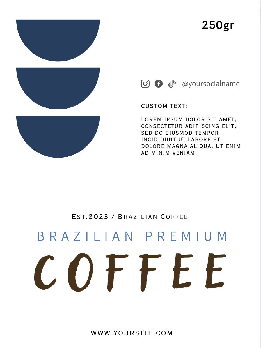Customizable Coffee Bag Label Template.editable Canva Design for Coffee Packaging & Tea ...