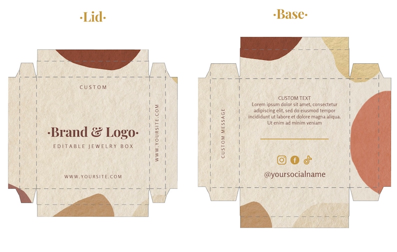 Custom Jewelry Packaging Box and Display Card Canva Template Bundle ...