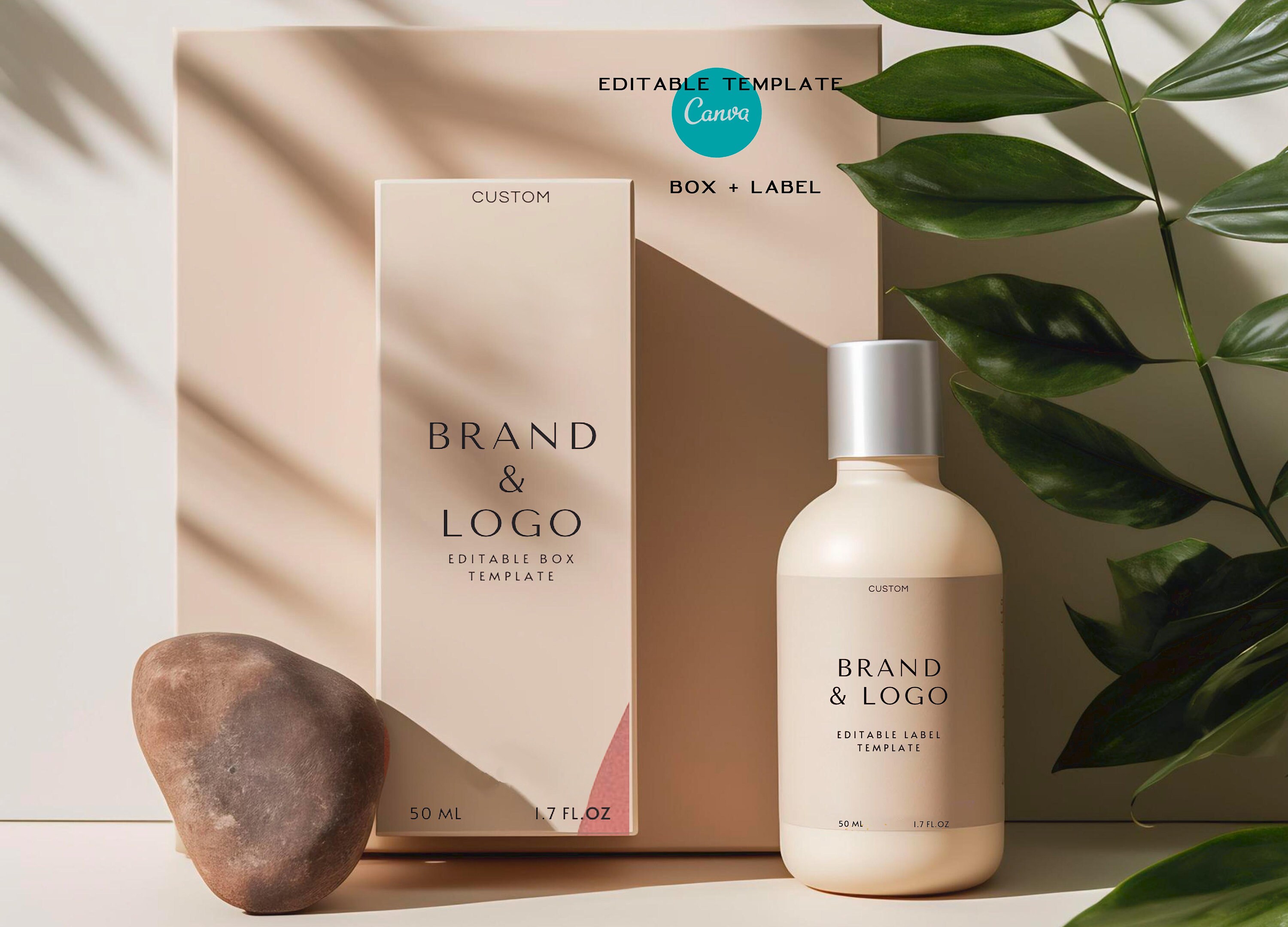 Custom Editable Beauty & Cosmetic Box Labels Template Canva Bundle ...