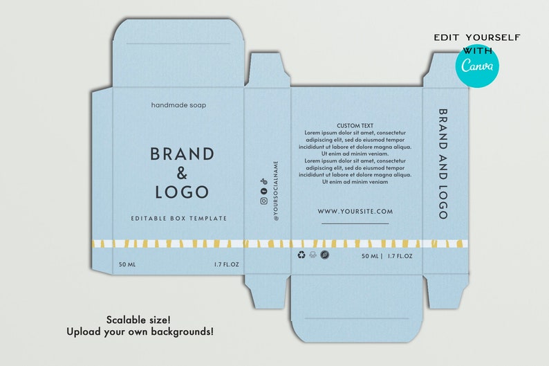 Soap Packaging Box Template Editable for Canva.custom Soap - Etsy