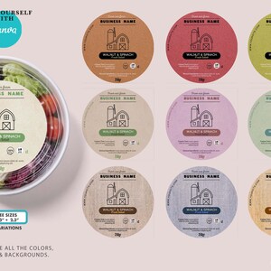 Custom Fresh Food Salad Label Template Canva Design for Takeaway ...