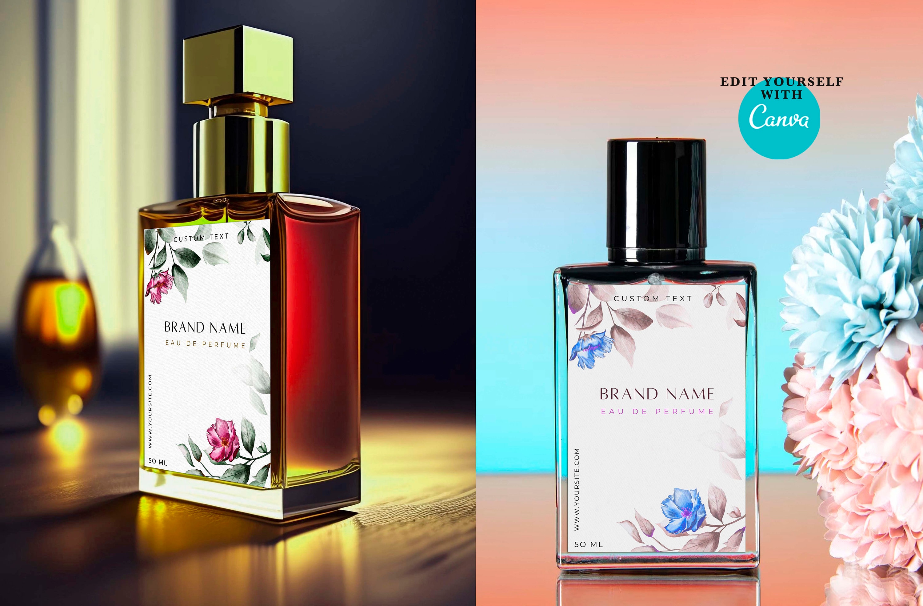 Custom Perfume Bottle Label Template.editable Canva Design for Perfume ...