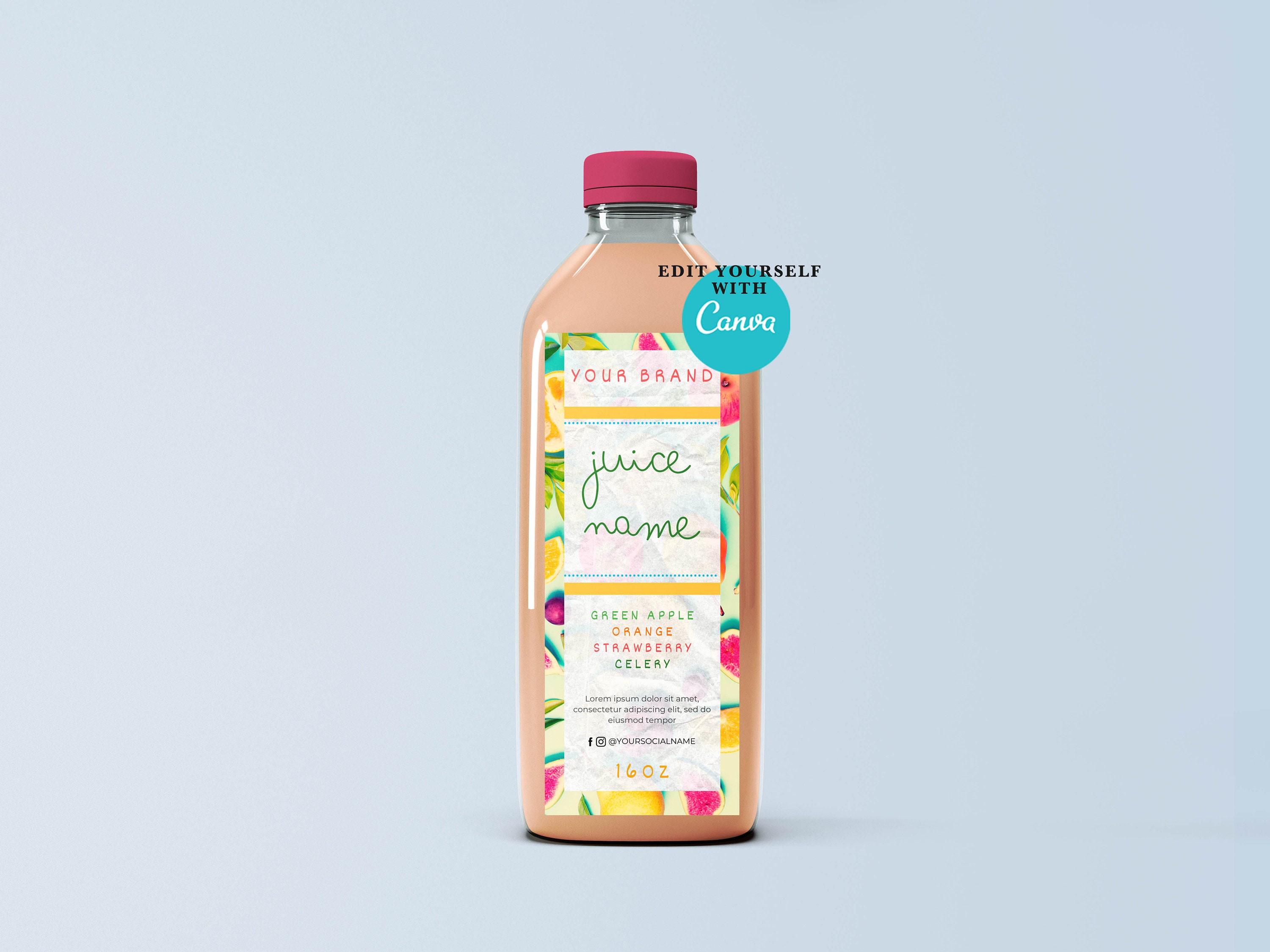 Editable Juice Bottle Label Template,pressed Juice Labels Template ...