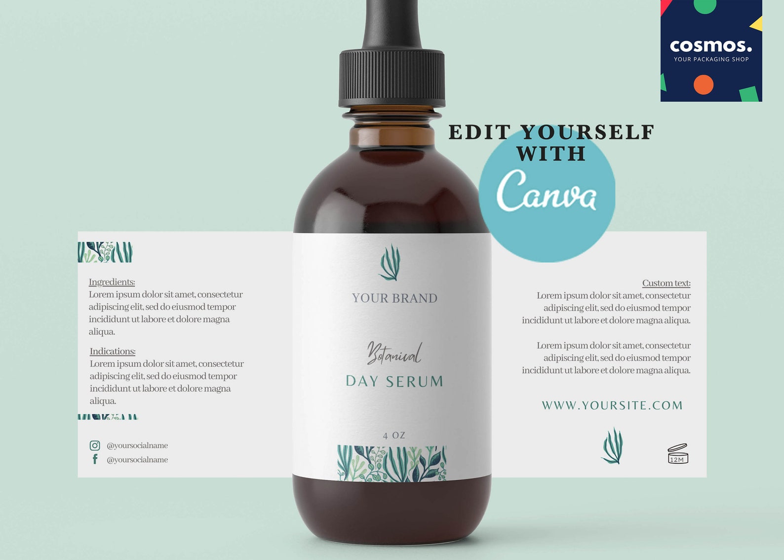 Printable Cosmetic & Serum Label Canva Template for Dropper - Etsy