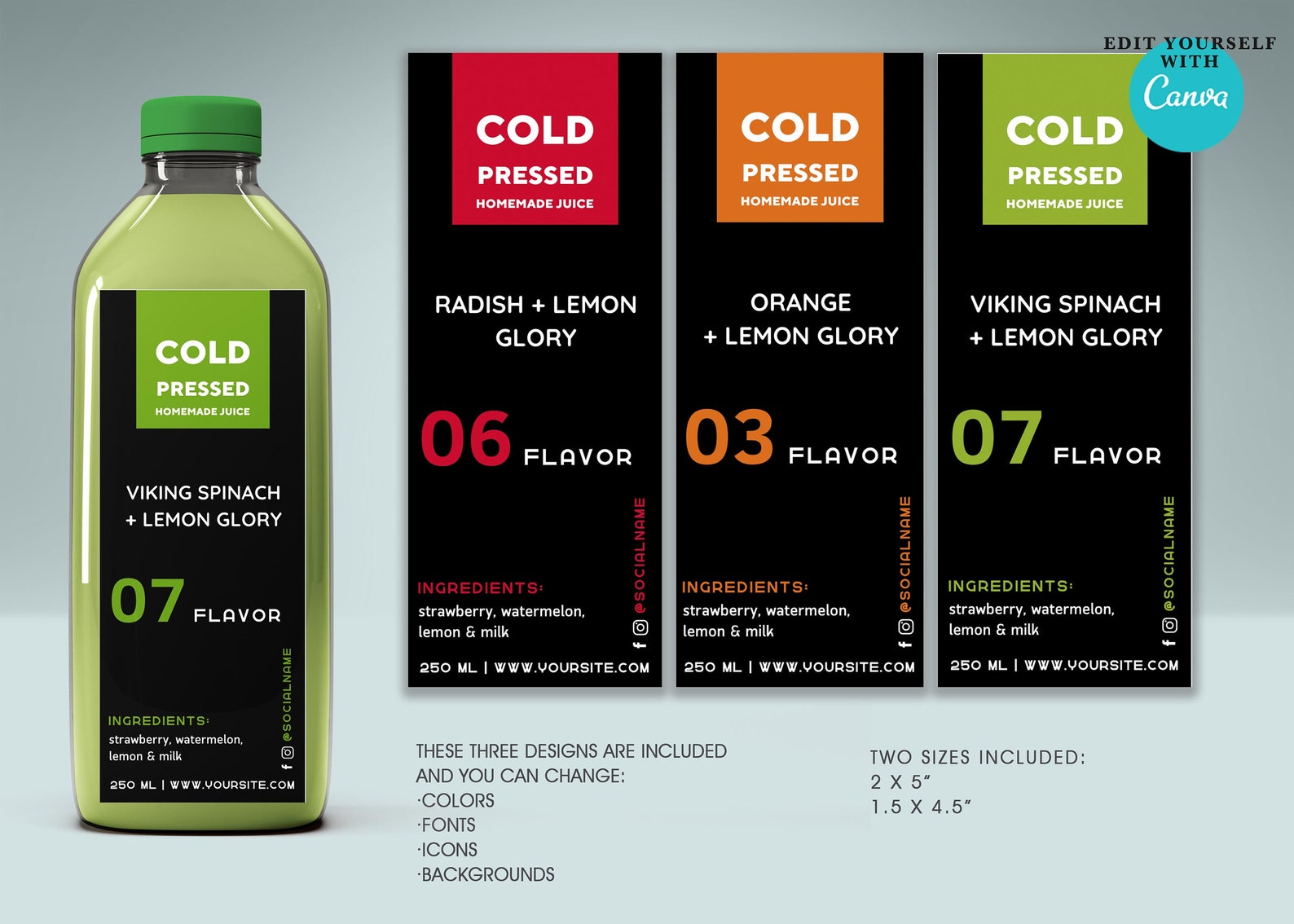 Custom Printable Juice Bottle Labels Template for Juicing and Drink ...