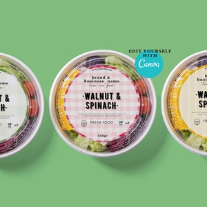 Custom Salad Packaging Label for Fresh Food Containers.editable Salad ...