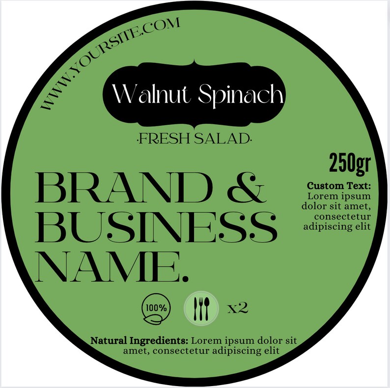 Custom Editable Fresh Food Label Canva Template.design for Salad ...