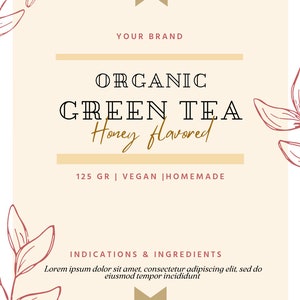 Printable Label for Tea Bags. Custom Product Labels for Kraft Bags ...