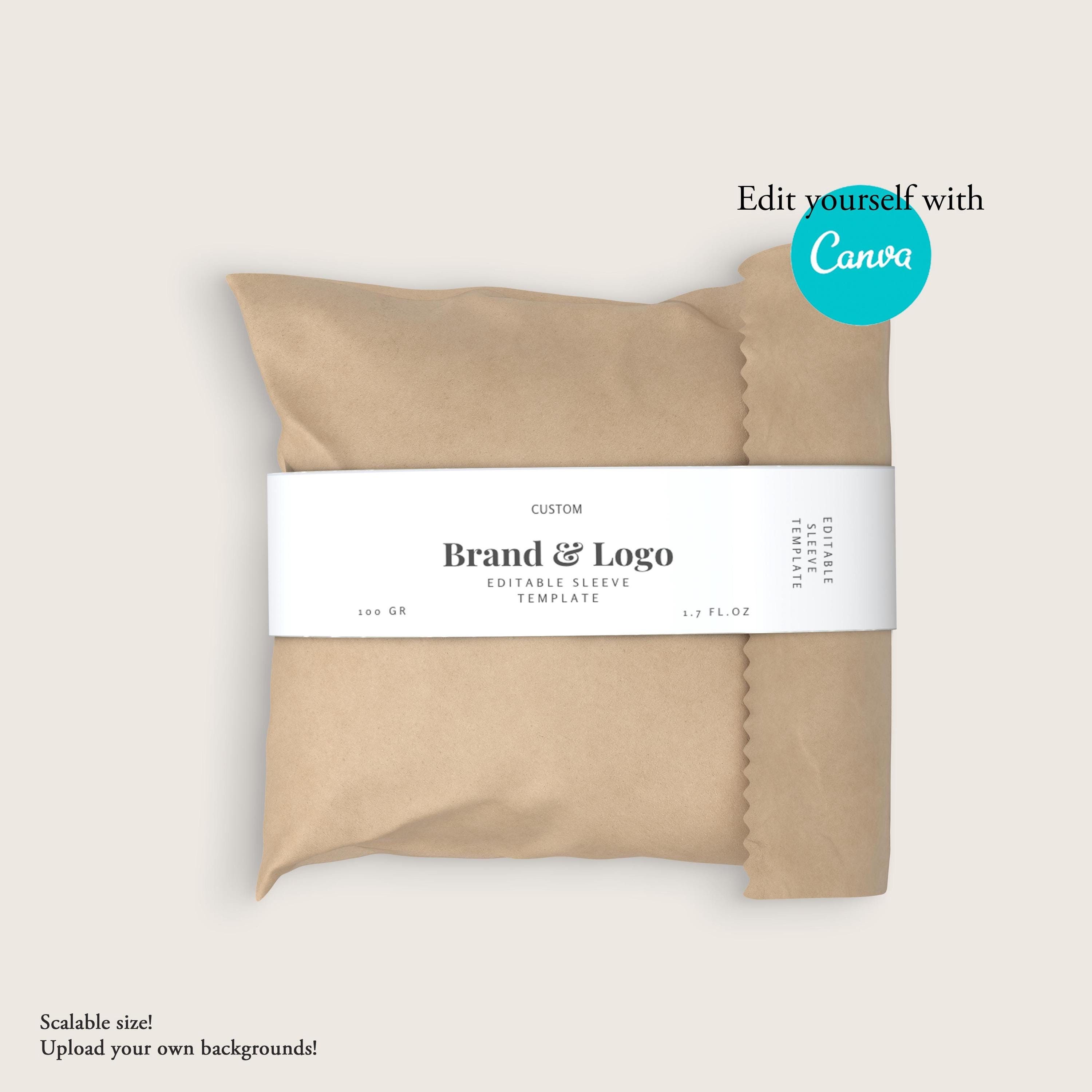 Editable Wrap Sleeve Label Template for Clothing & Bags,custom Belly ...