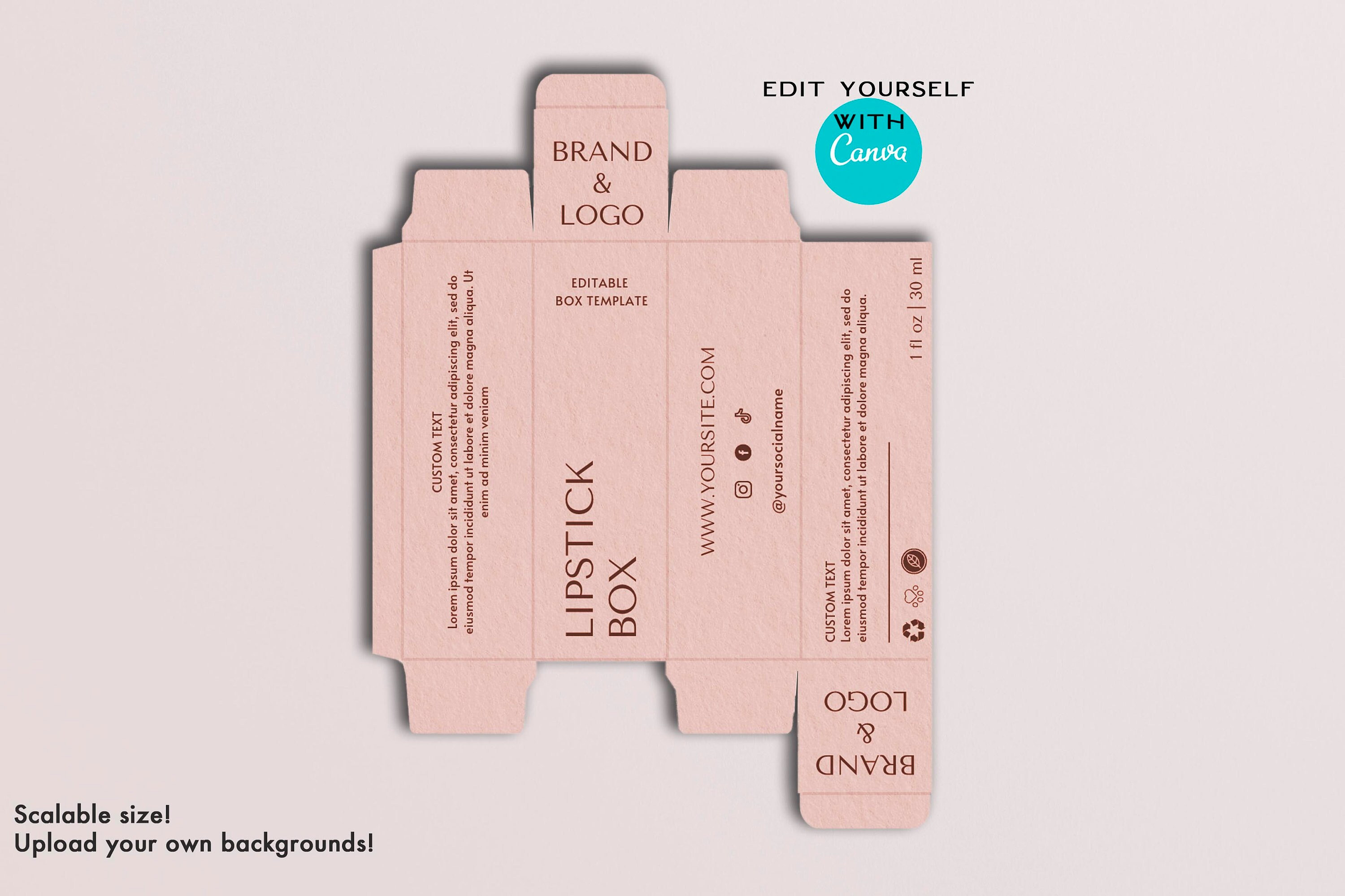 Barra de labios editable o caja de bálsamo labial para Canva. Diseño de ...