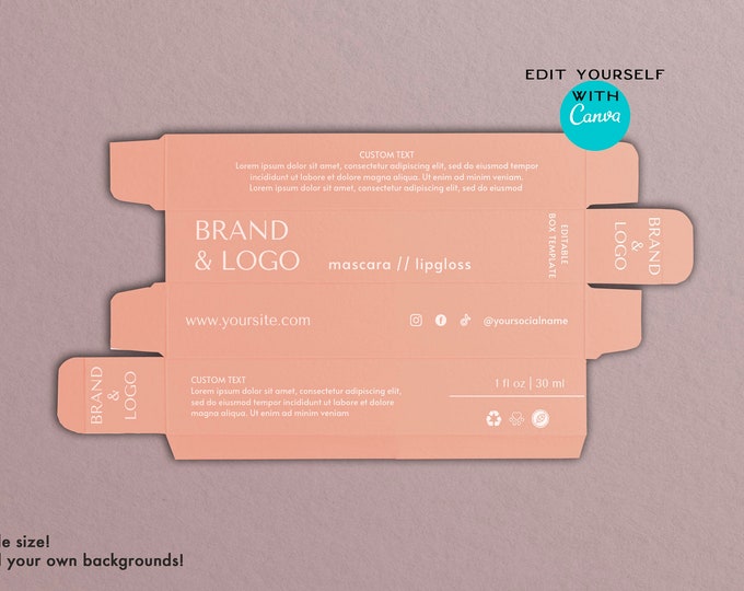 6ml Lipgloss Box Template, Canva Box Template, Box Template, Lipstick ...