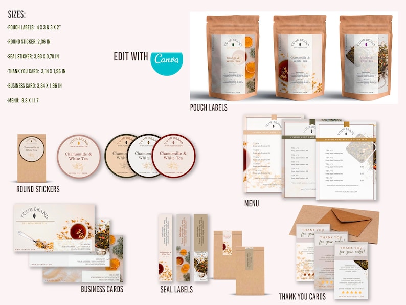 Printable Tea Label Template Bundle, Editable Tea Labels Template ...