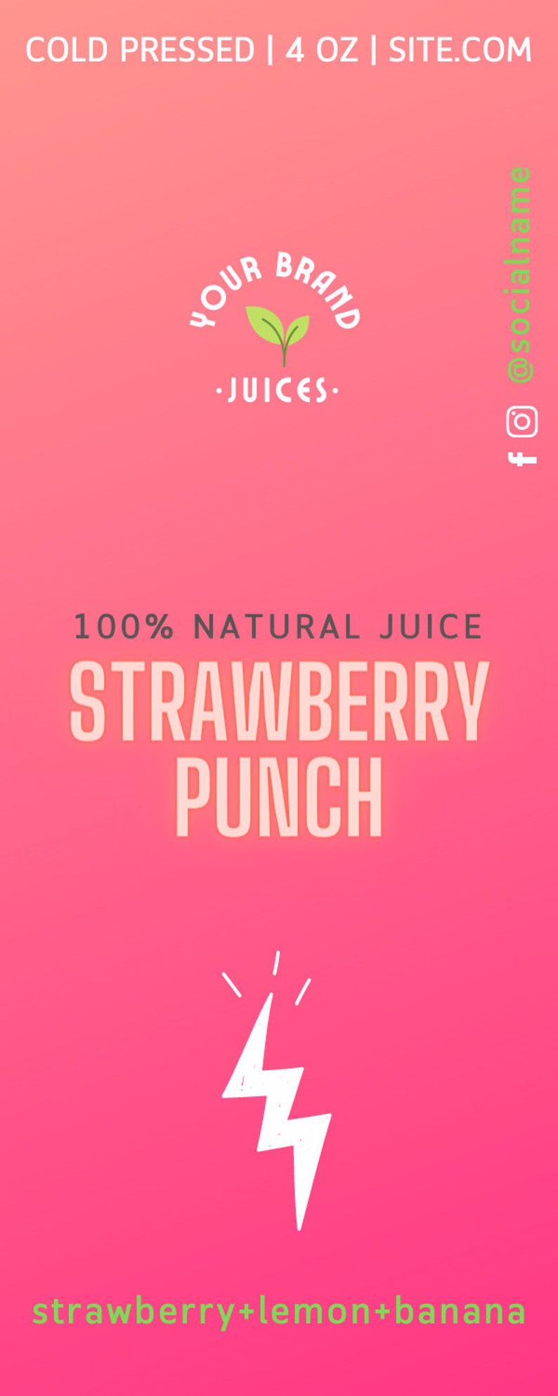 Editable Juice Label in Canva for Square or Round Juice Shot Bottle ...