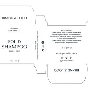 Custom Editable Solid Shampoo or Soap Packaging Box Canva.printable ...