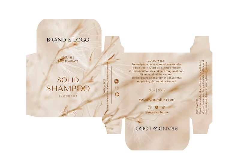 Custom Editable Solid Shampoo or Soap Packaging Box Canva.printable ...