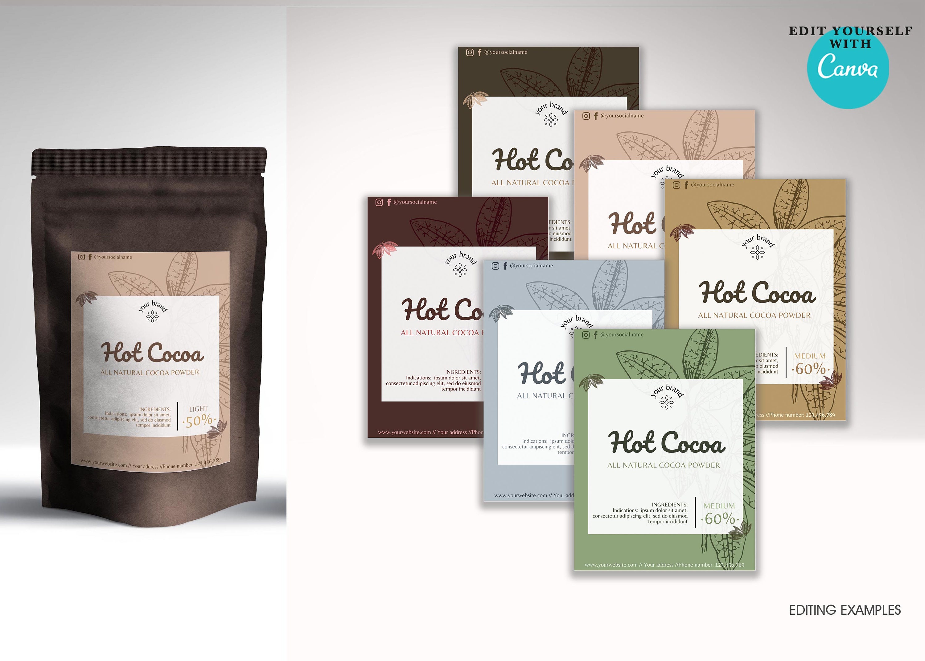 Printable Hot Cocoa & Coffee Label Template, Editable Hot Chocolate ...