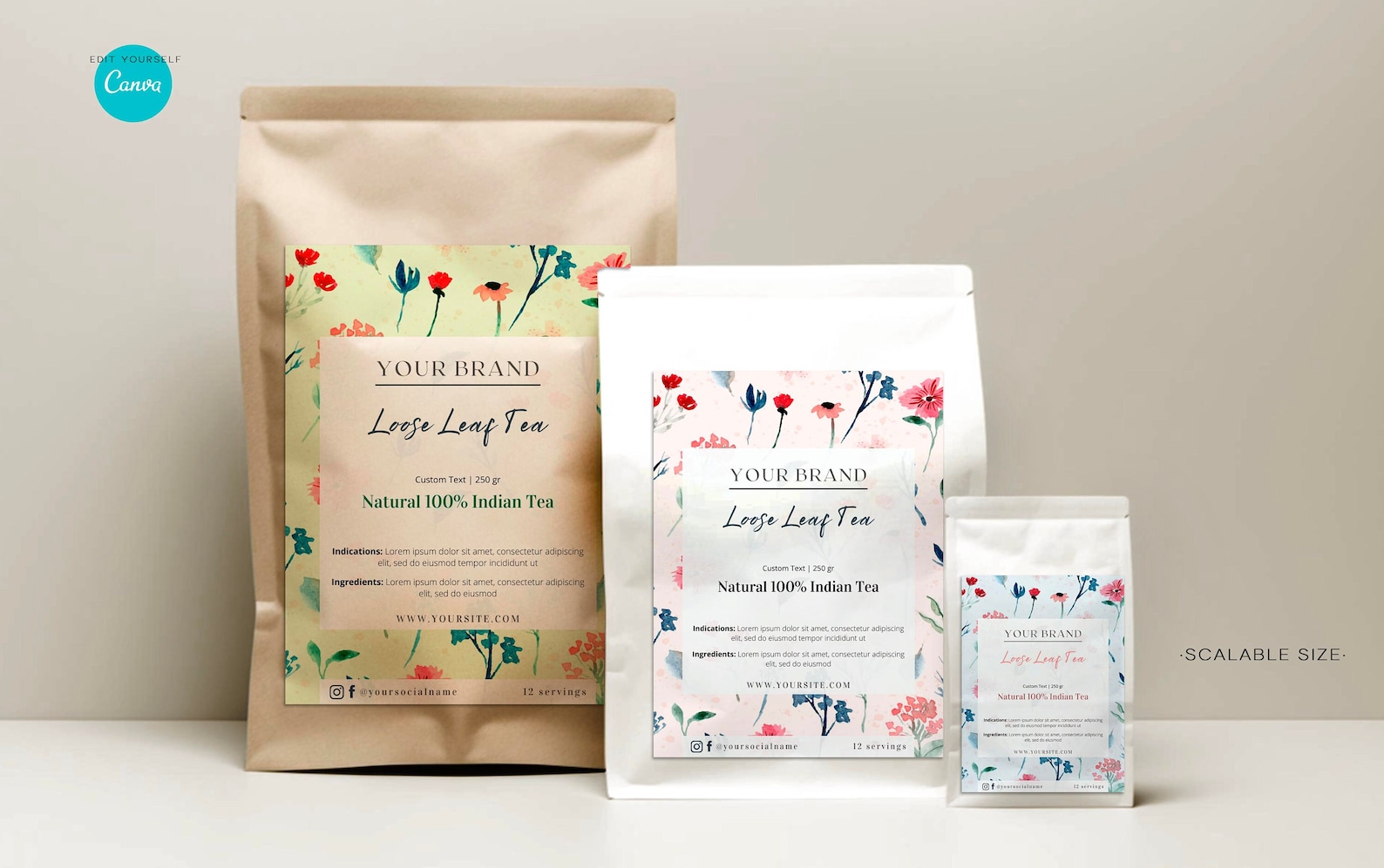 Editable Loose Tea Blend Label Template for Pouches & Tea Bag.tea ...