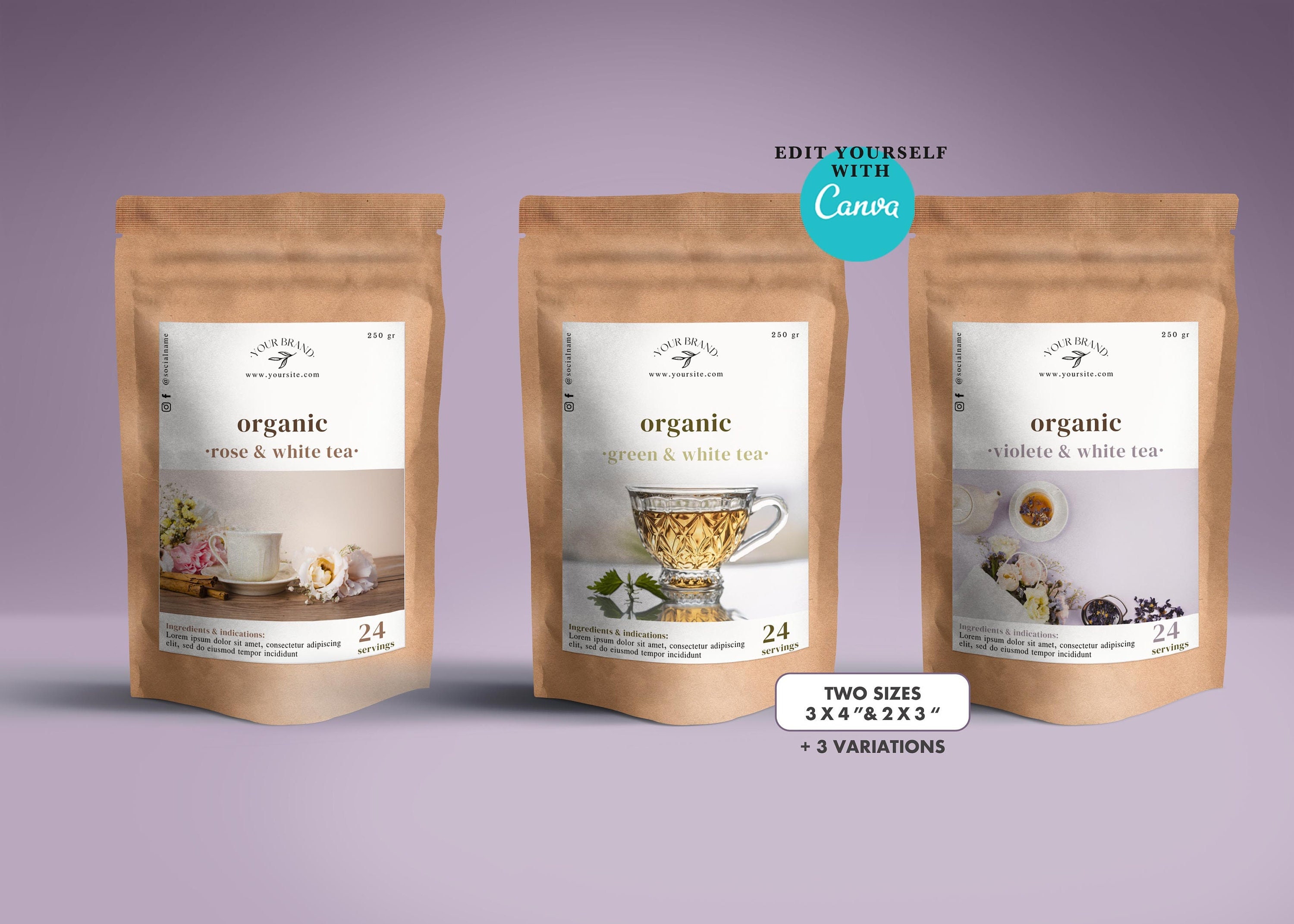 Editable Tea Blend Label Canva Template.printable Label for Herbal Tea Blend Brand.tea Bag Label ...