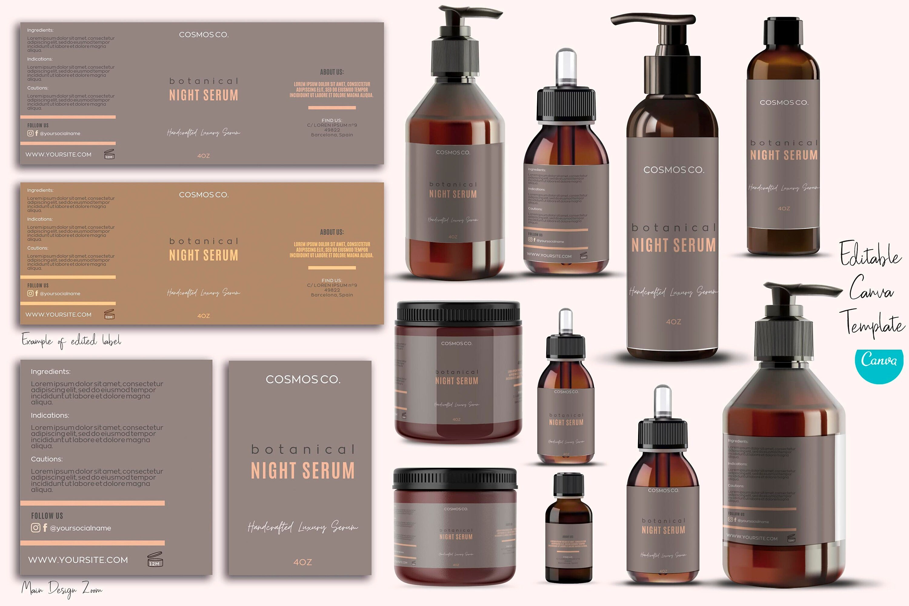 Editable Label Bundle Canva Template for Beauty & Skincare Products ...