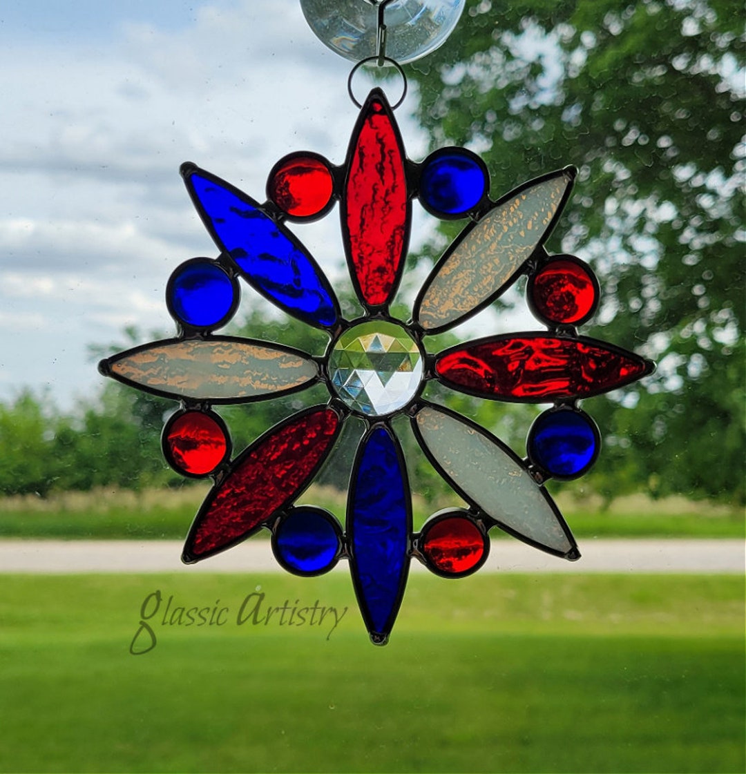 Red White and Blue Suncatcher Red White Blue Stained Glass Suncatcher ...