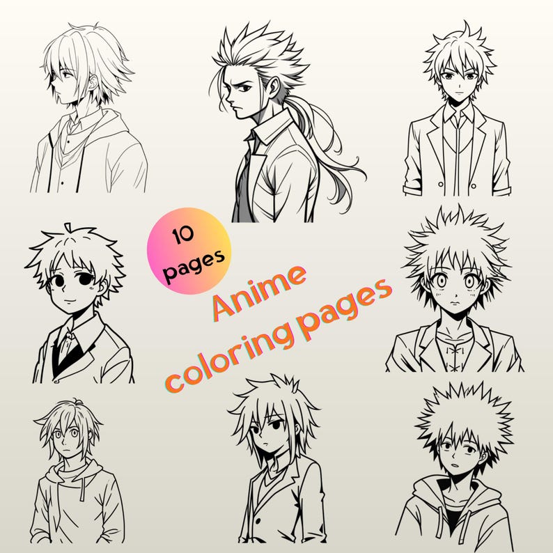 Anime Manga Coloring Pages, Adult Coloring Book, Printable Relaxation ...
