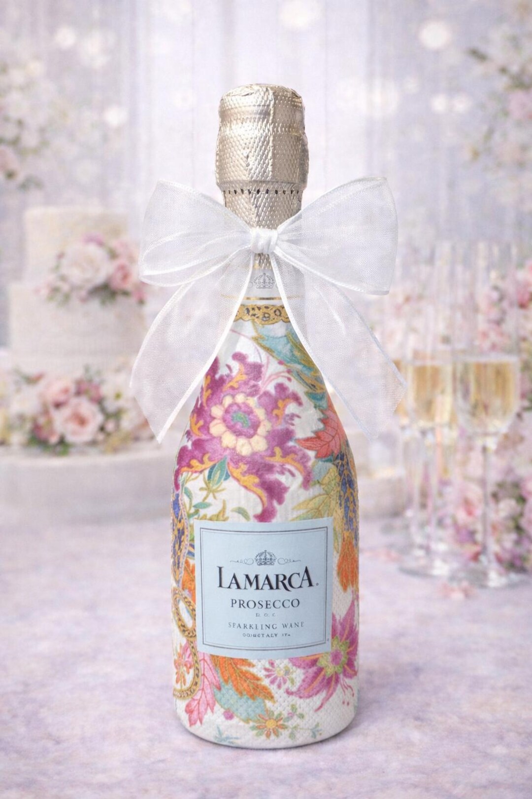 Custom Prosecco Bottle Art: Floral, South Carolina, Paw Prints Design ...