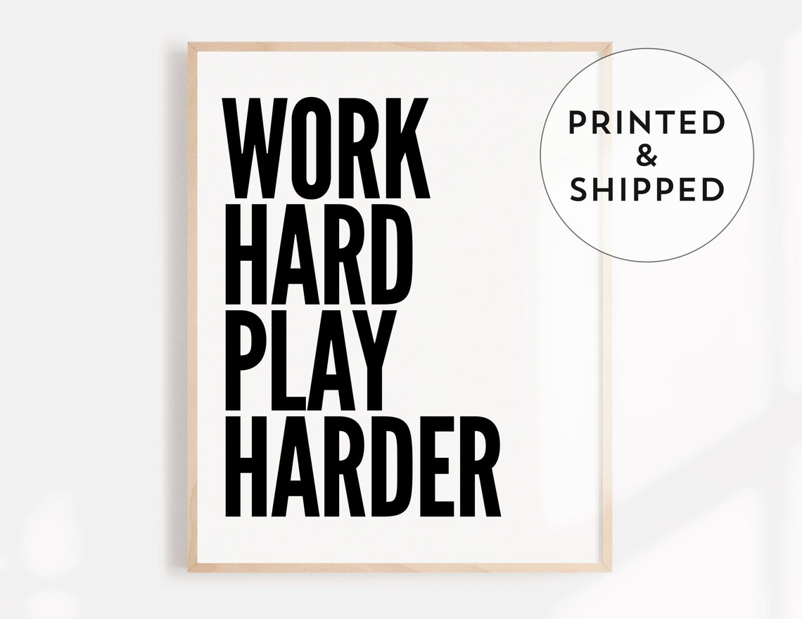 Work Hard Print Home Decor Wall Art Quote Posters - Etsy