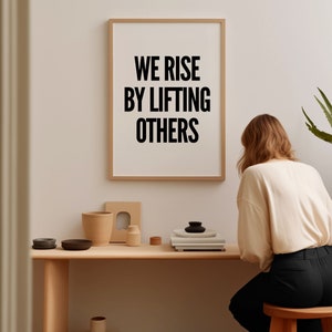 We Rise by Lifting Others Typography Print Black and White Art ...