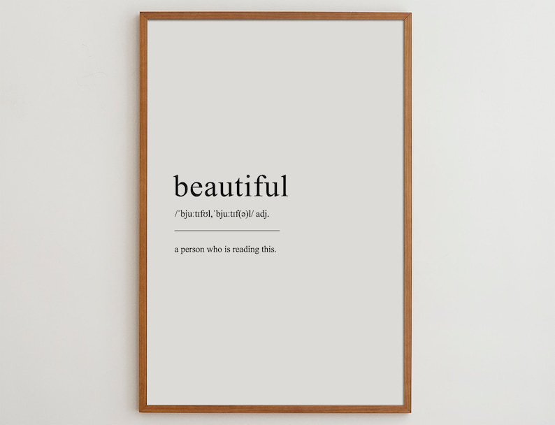 Beautiful Definition Wall Art Typography Poster Black and - Etsy