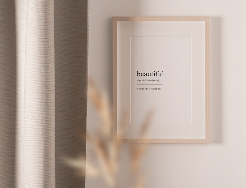 Beautiful Definition Wall Art Typography Poster Black and - Etsy