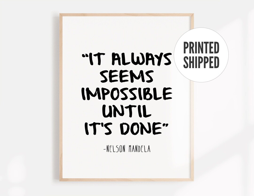 Motivational Art Print Nelson Mandela Quote Black and White - Etsy