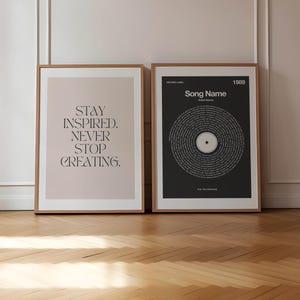 Custom Lyrics Print | Vinyl Record Style Spiral Lettering With Framed ...