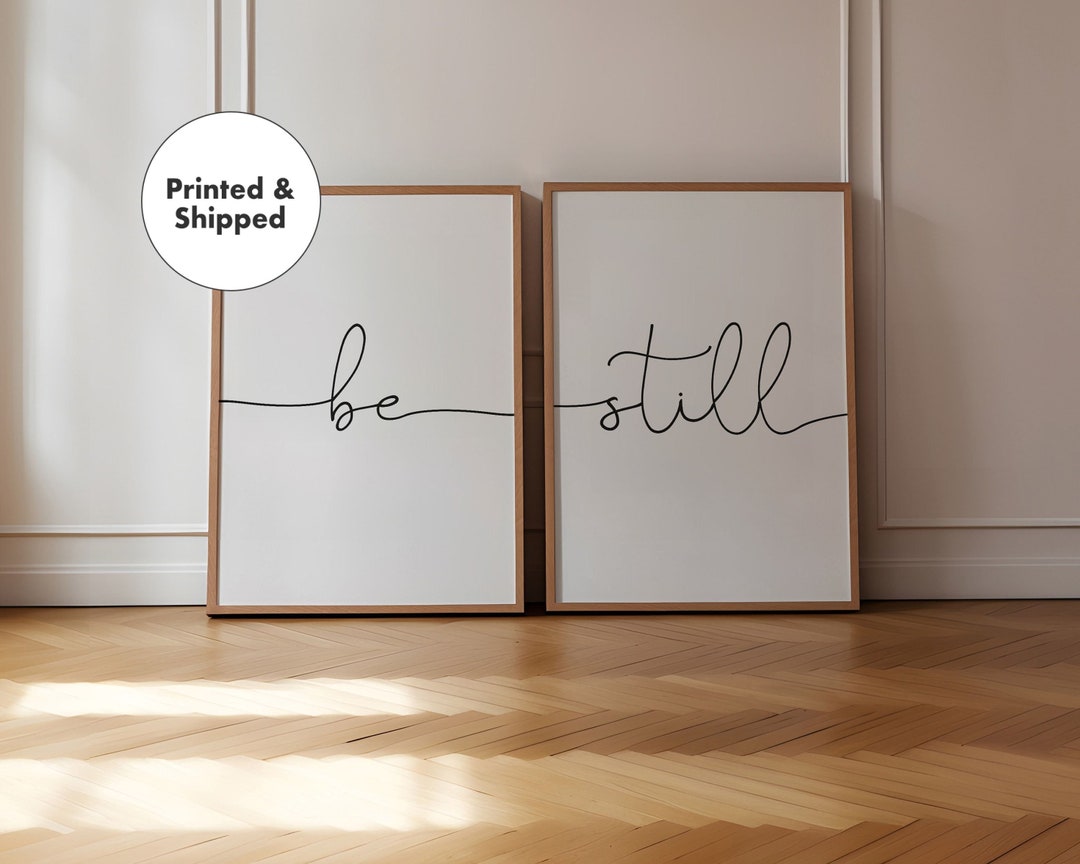 Be Still Wall Art Set Typography Print Black and White Poster ...