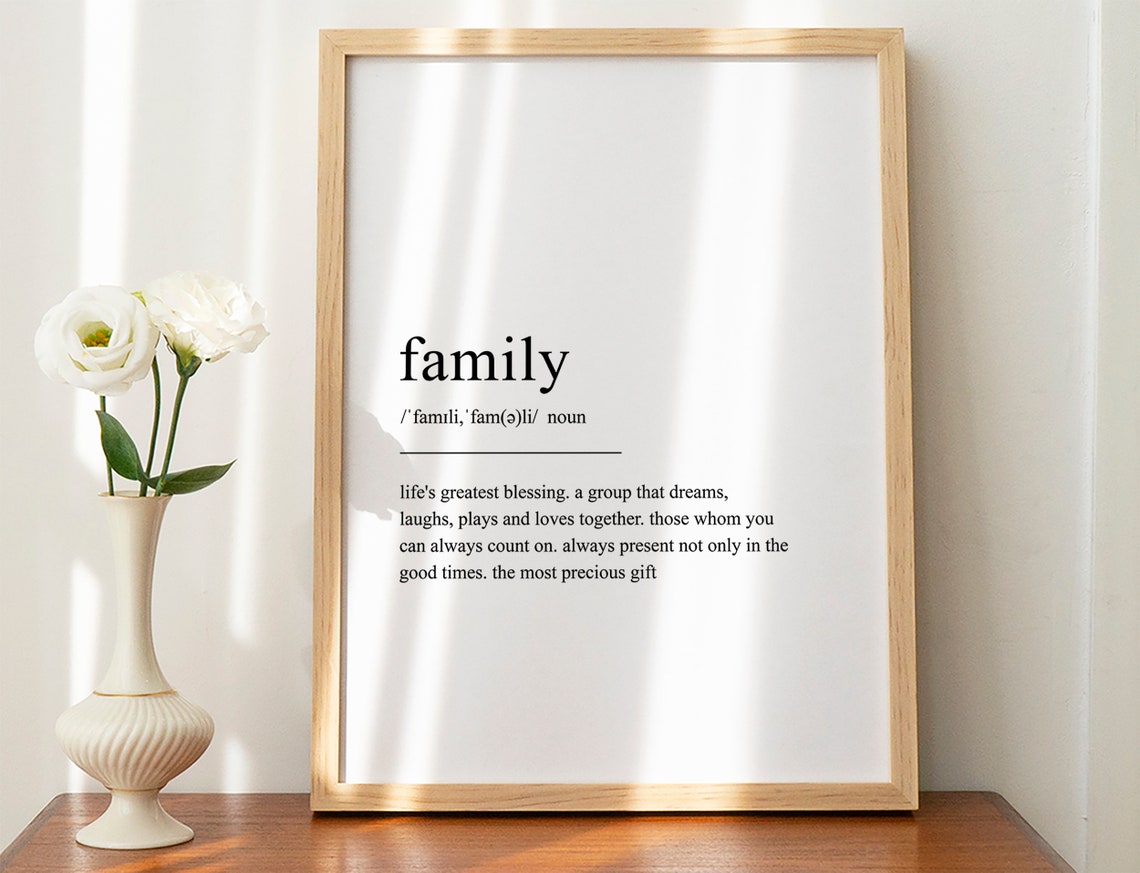 Family Definition Wall Art Black and White Print - Etsy