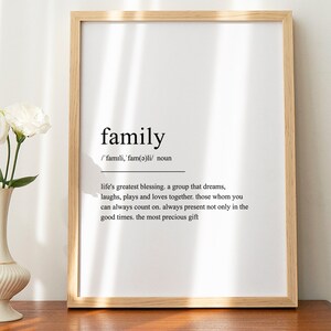 Family Definition Wall Art Black and White Print - Etsy