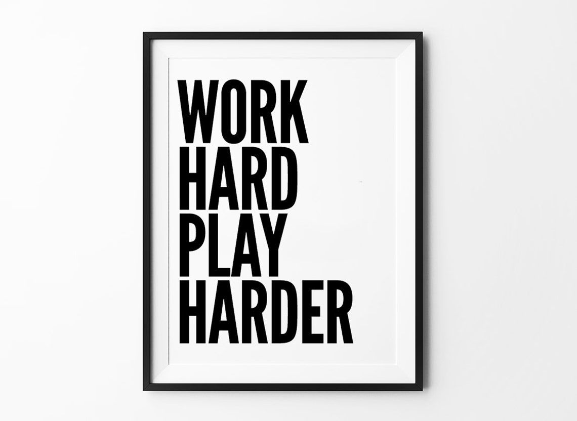 Work Hard Print Home Decor Wall Art Quote Posters | Etsy