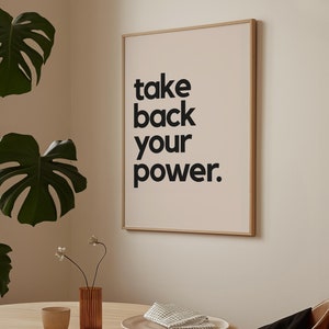 Take Back Your Power Motivational Quote Wall Art Print Typography ...