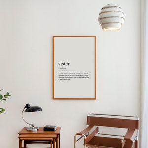 Sister Definition Wall Art, Typography Wall Art, Black and White Print ...