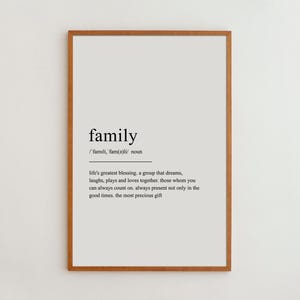 Family Definition Wall Art Black and White Print Inspirational ...