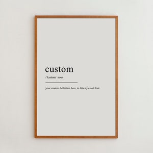 Custom Definition Print Funny Sign Black and White Wall Art ...