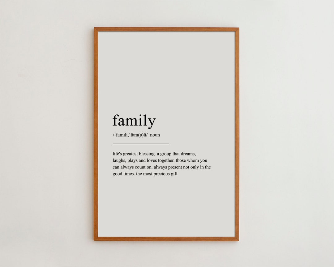 Family Definition Wall Art Black and White Print Inspirational ...