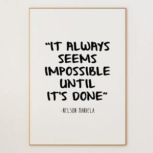 Motivational Art Print | Nelson Mandela Quote | Framed Black and White ...