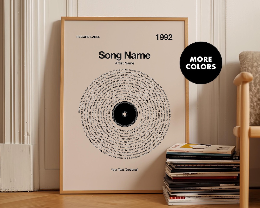 Custom Vinyl Lyrics Print | Framed Song Poster | Customizable Music ...