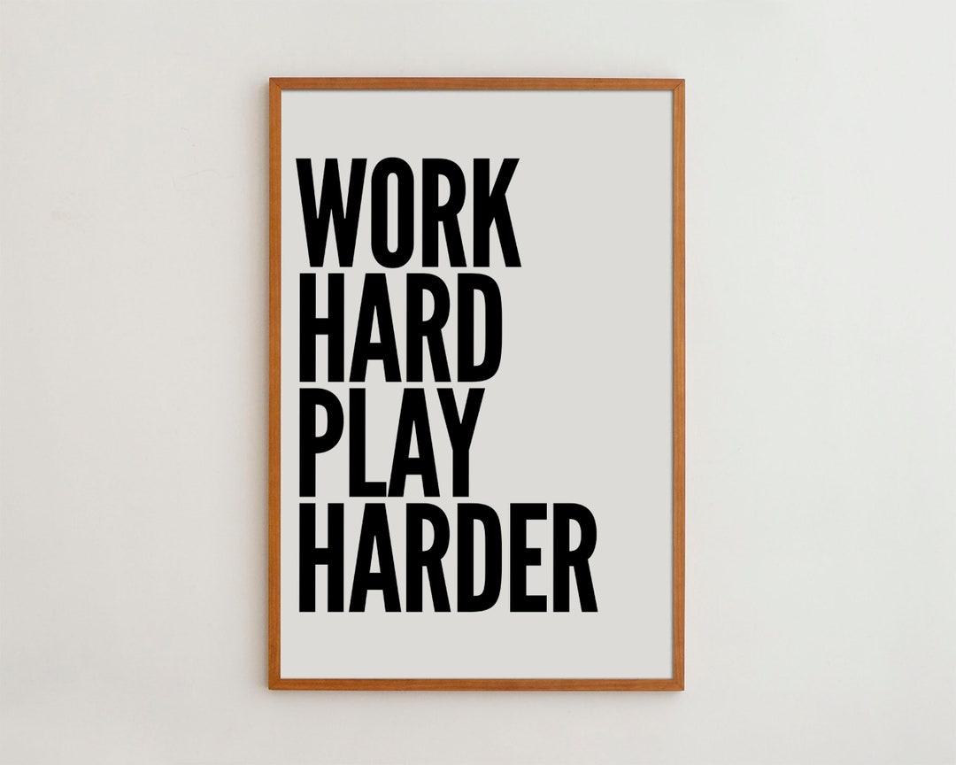 Work Hard Print Home Decor Wall Art Quote Posters Motivational Poster ...