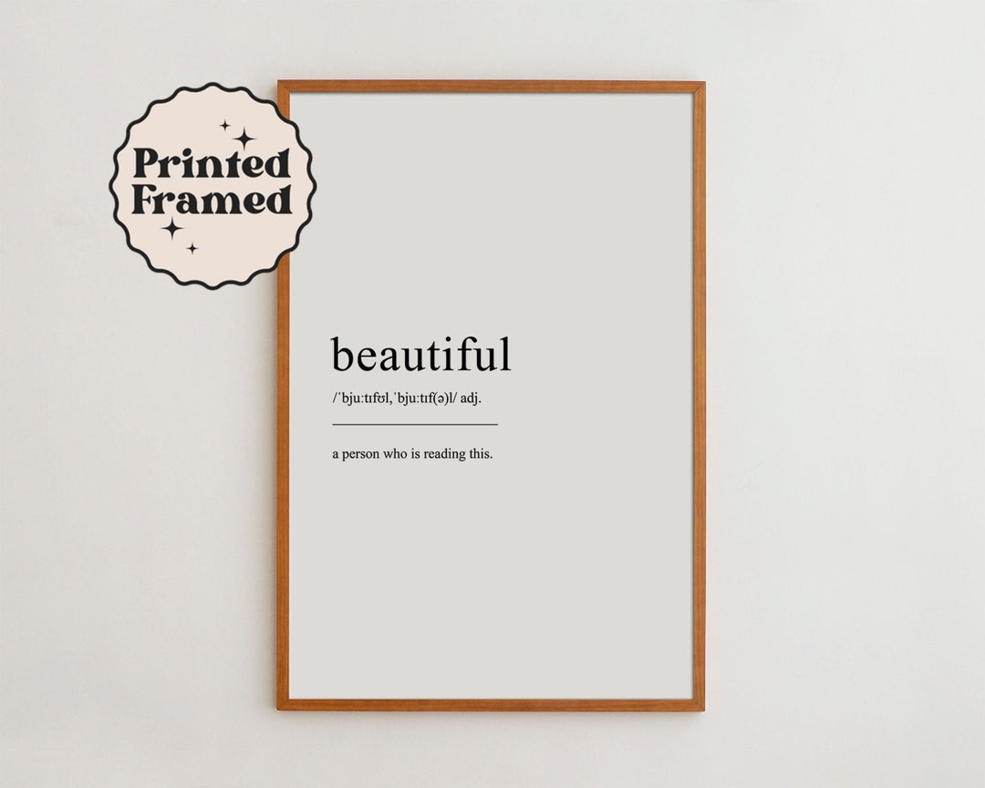 Beautiful Definition Wall Art Typography Poster Black and White Print ...