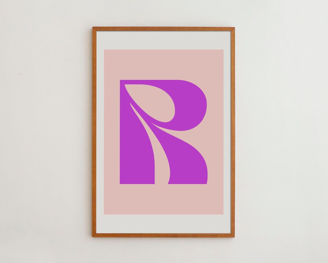 Personalized Retro Initial Print | Custom Wall Art | Name Letter Art ...